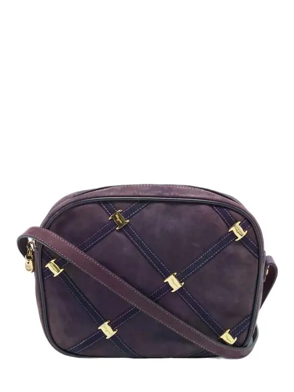 FERRAGAMO Quilted Studded Crossbody Bag - Purple