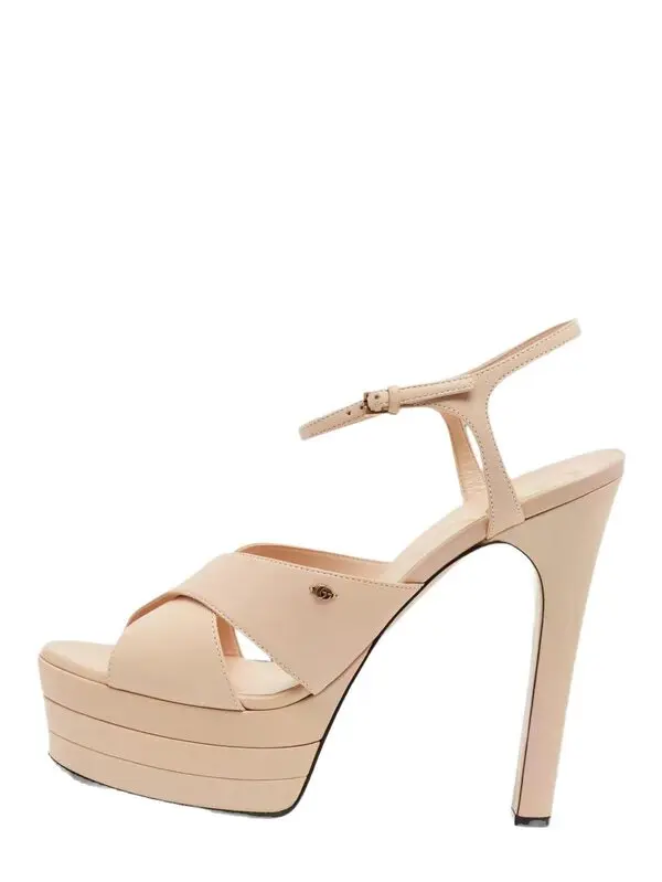 Gucci Angel Leather Platform Sandals - Neutrals