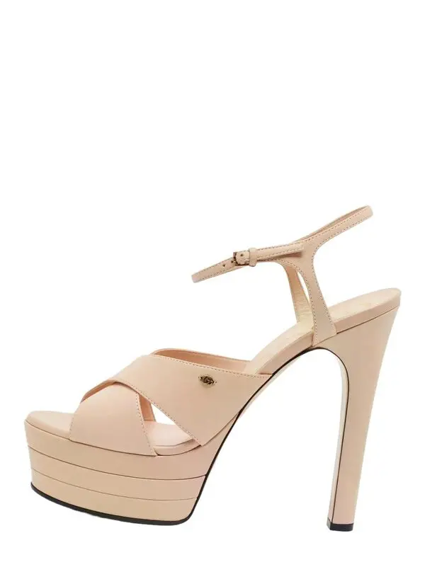 Gucci Angel Leather Platform Sandals - Neutrals