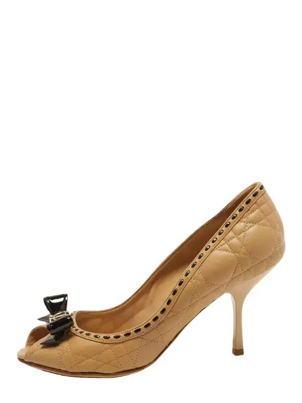 Dior Quilted Peep-toe Pumps - Neutrals
