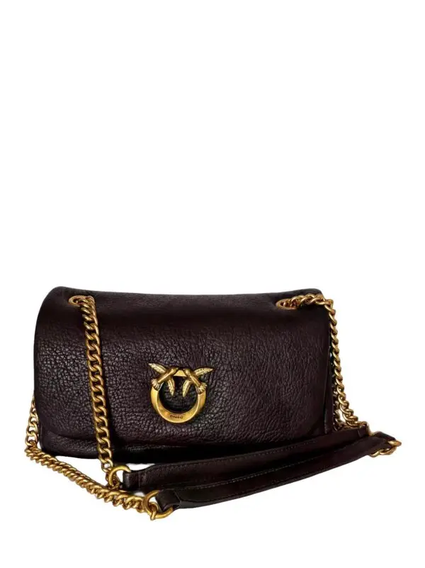 Pinko Love Birds Leather Crossbody Bag - Brown