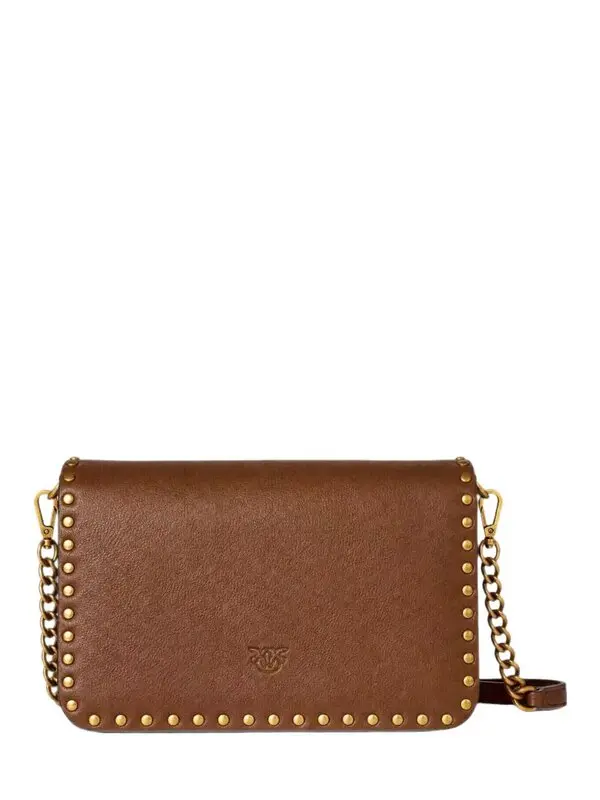 Pinko Love Birds Studded Crossbody Bag - Brown