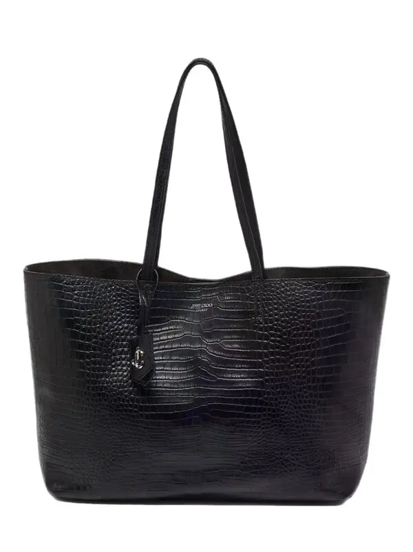 JIMMY CHOO Nine2five Crocodile-effect Tote Bag - Black