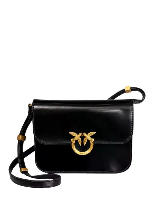 Pinko Love Birds Leather Crossbody Bag - Black