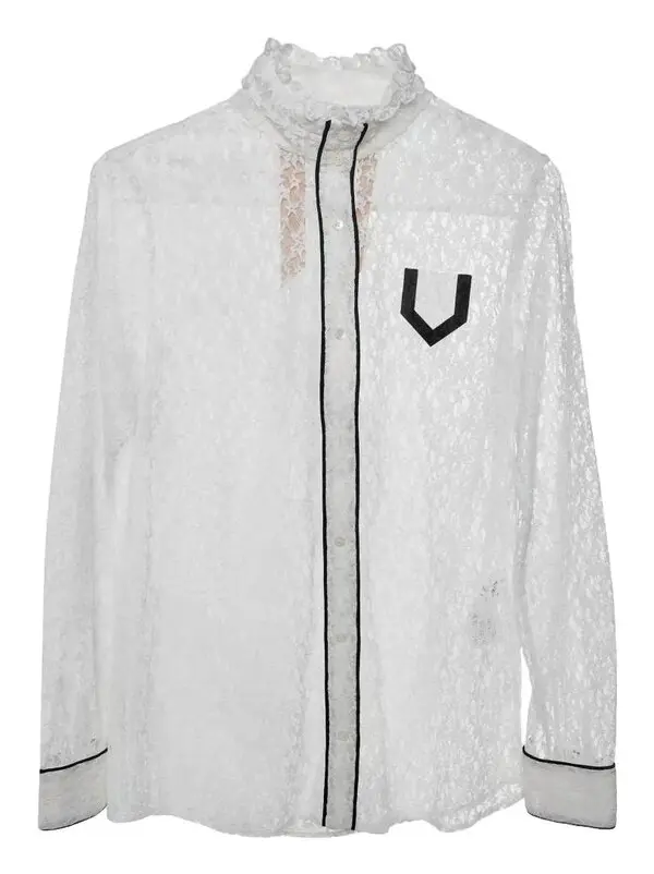 Prada Floral Lace High Neck Shirt - White