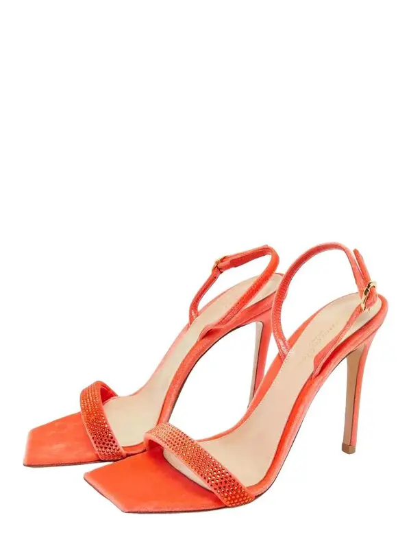 GIANVITO ROSSI Britney Crystal-embellished Velvet Sandals - Red