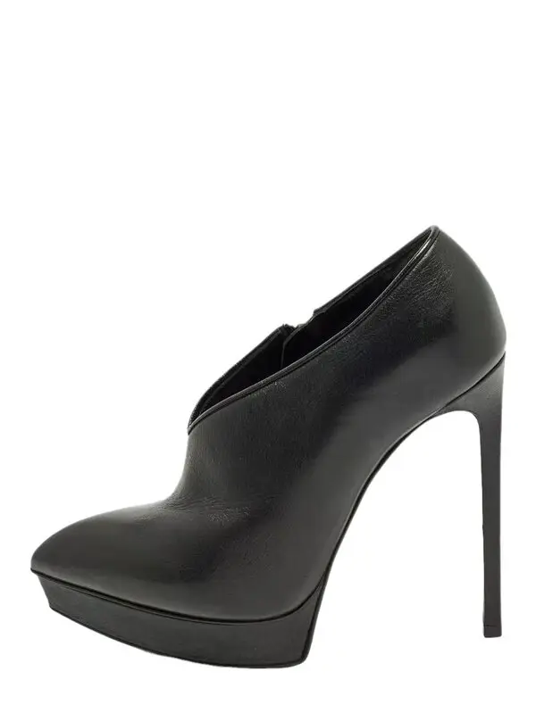 Saint Laurent Leather Zip Up Ankle Boots - Black