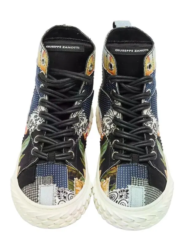 GIUSEPPE ZANOTTI High-top Patchwork Floral Sneakers - Black