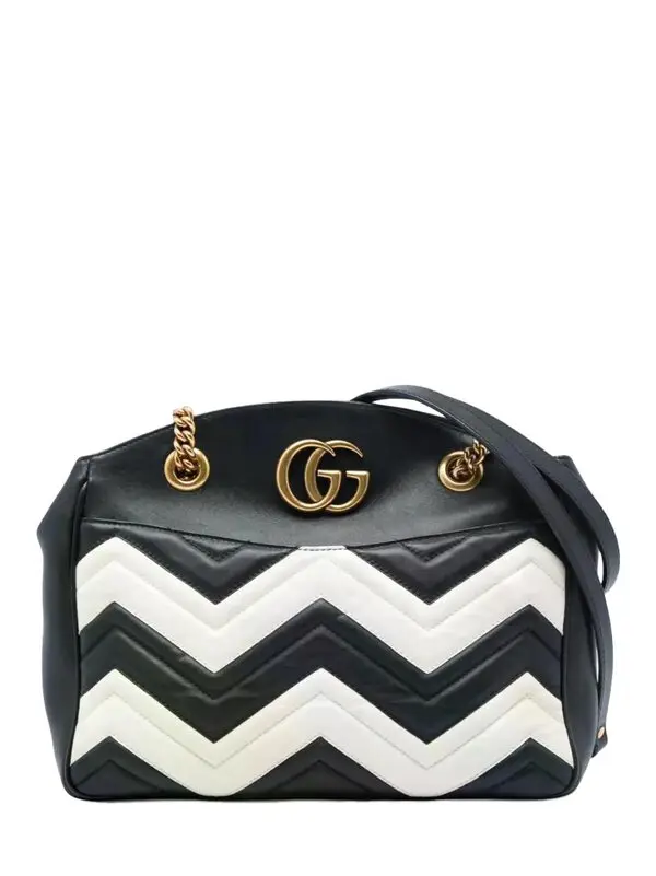 Gucci 2016-2026 Medium Gg Marmont Matelasse Leather Chain Shoulder Bag - Black