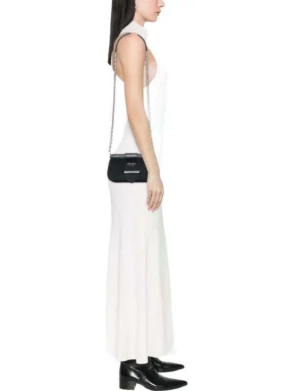 Prada 2018-2026 Saffiano And City Calf Sidonie Crossbody Bag - Black