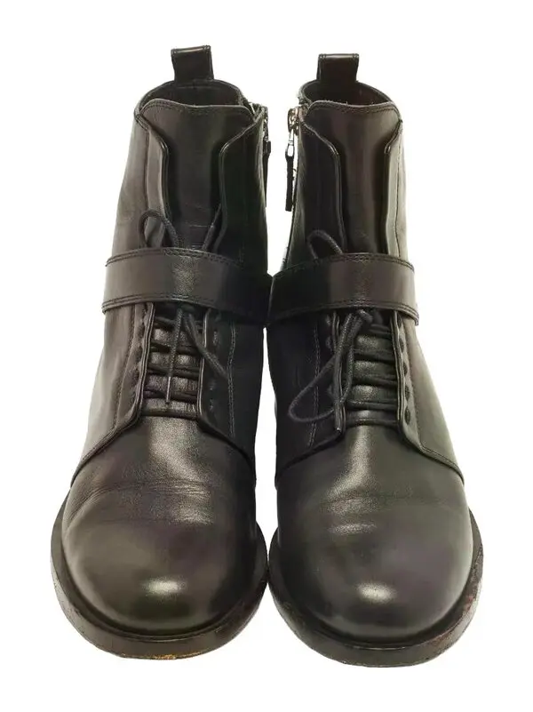 Fendi Leather Buckled Lace-up Combat Boots - Black