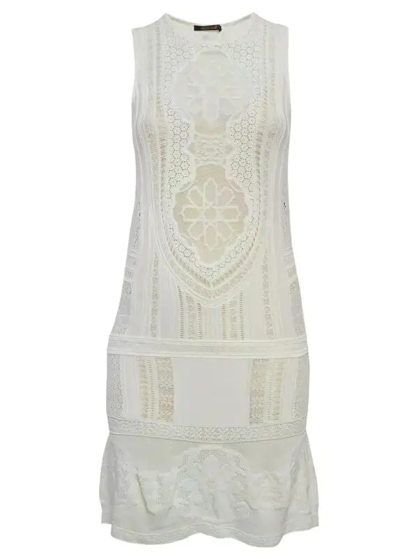 Roberto Cavalli Lace Detail Mini Dress - White