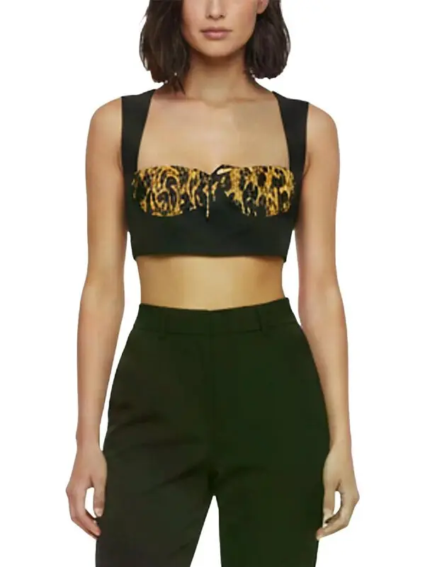 Versace Barocco Print Bustier Top - Black