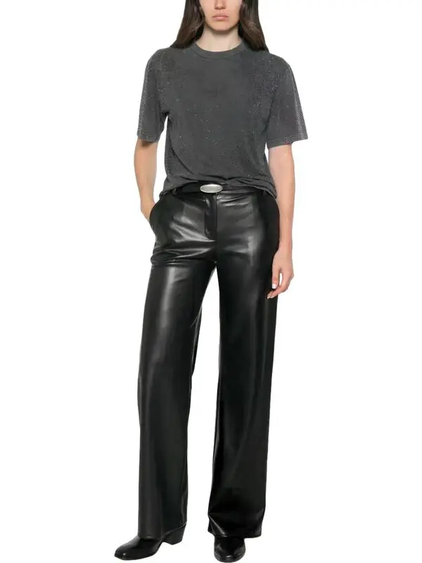 Patrizia Pepe Rhinestone-embellished Acid-wash T-shirt - Grey