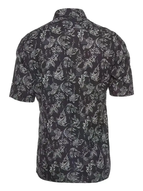 LANVIN Koi-fish Printed Short-sleeved Shirt - Blue