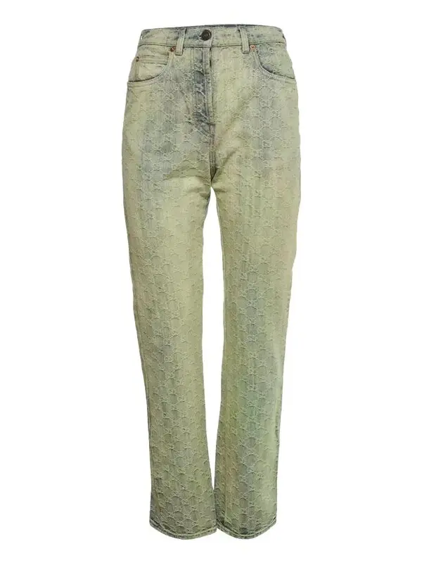 Gucci Gg Jacquard Straight-leg Jeans - Blue