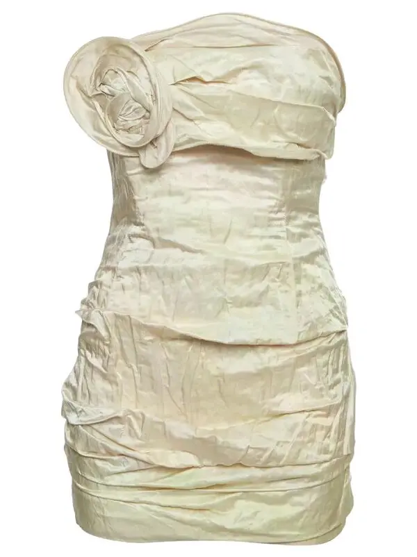 Magda Butrym 2025 Floral-appliqué Strapless Mini Dress - Neutrals