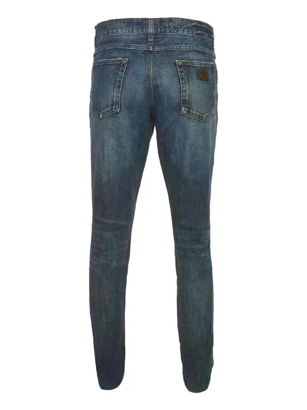 Dolce & Gabbana Logo Patch Straight-leg Jeans - Blue