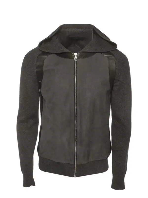 LOUIS VUITTON Suede Knit Hoodie - Grey