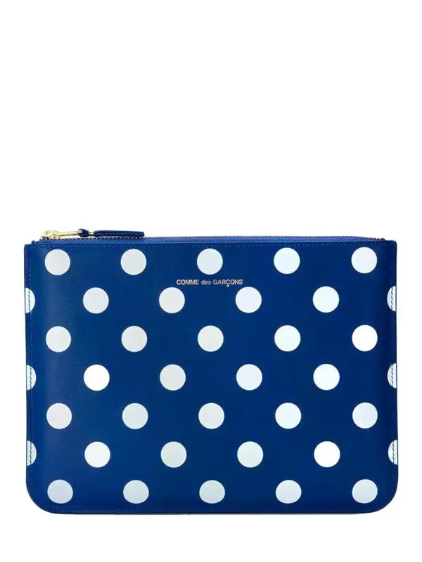 Comme Des Garçons Polka-dot-print Zip Pouch - Blue