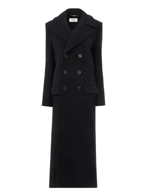 Chloé Long Double-breasted Wool Coat - Black