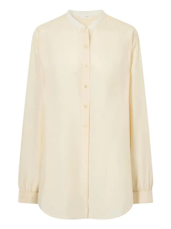 THE ROW Lula Mandarin-collar Silk Shirt - Neutrals