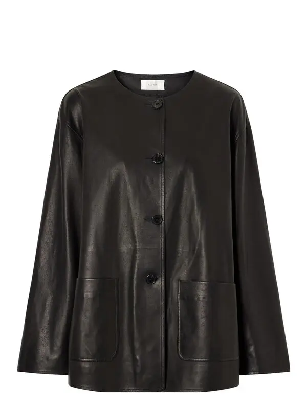 THE ROW Quintus Leather Jacket - Black