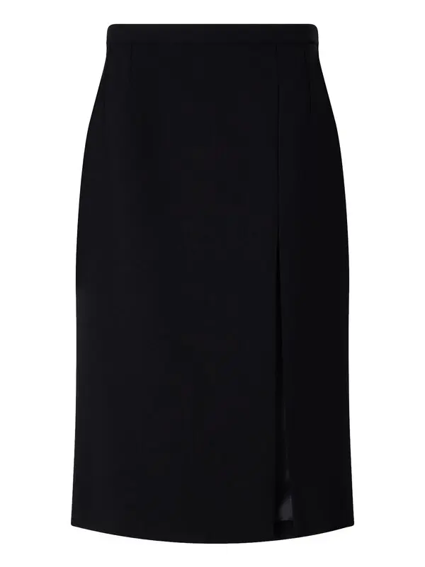 Dolce & Gabbana Wool Midi Skirt With Front Slit - Black
