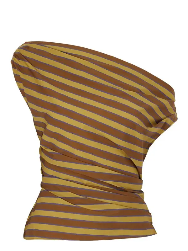 Staud Phare Striped Cotton-blend Poplin Blouse - Brown