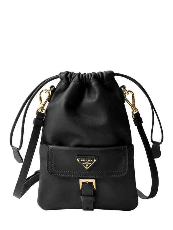 Prada Nappa Leather Drawstring Pouch - Black