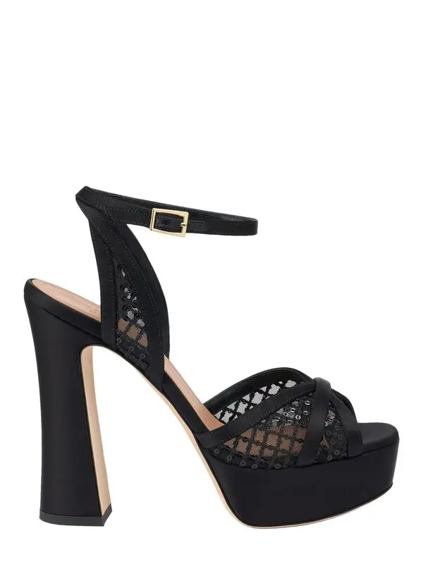 MALONE SOULIERS Sequin Mesh Sylvie Platform Sandals 125 - Black