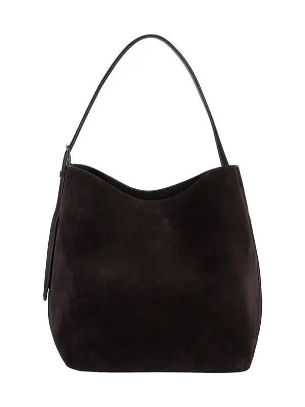 TOTEME Medium Belted Suede Tote - Espresso