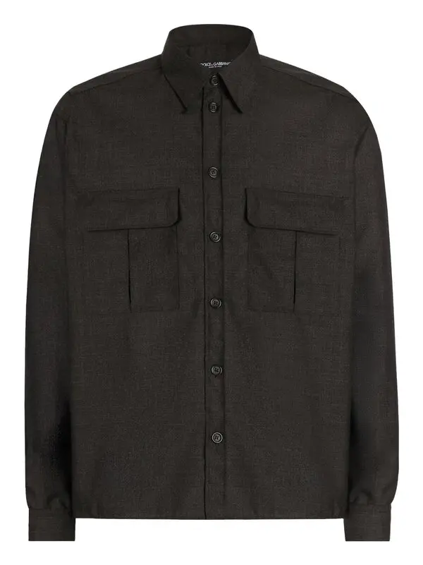 Dolce & Gabbana Virgin Wool Canvas Shirt Shirts Beige - Multicolor