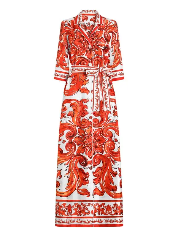 Dolce & Gabbana Majolica-print Silk Robe-style Coat - Multicolor