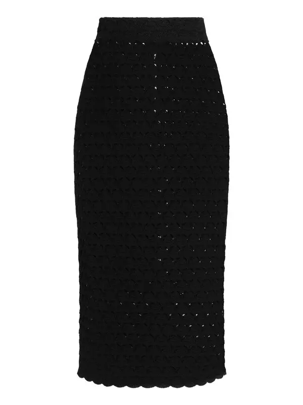 Dolce & Gabbana Crochet Midi Skirt - Black
