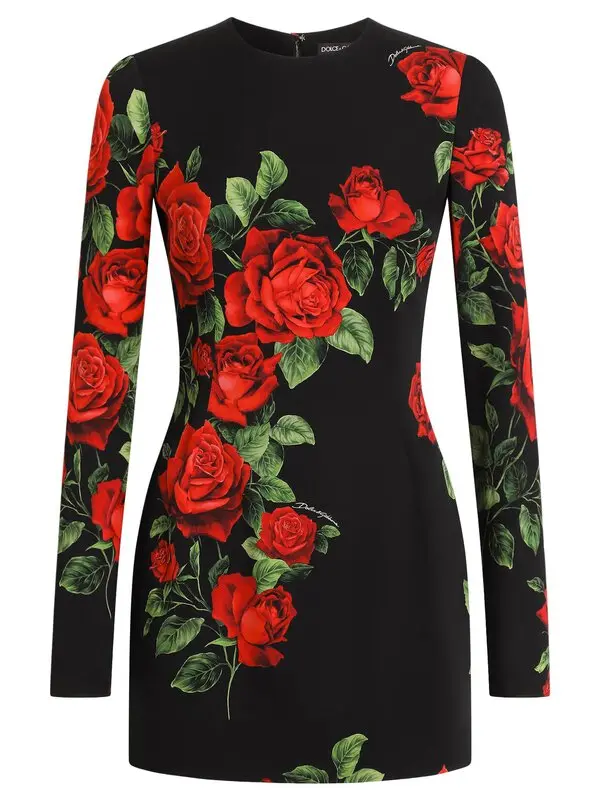 Dolce & Gabbana Rose-print Charmeuse Dress Dresses - Multicolor
