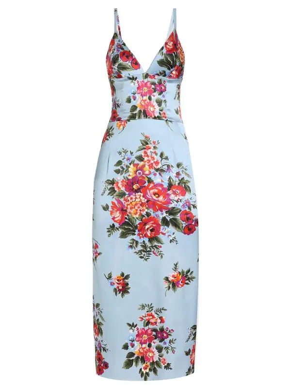 Dolce & Gabbana Flower Bouquet-print Satin Dress Dresses - Multicolor