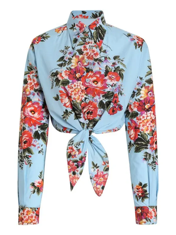 Dolce & Gabbana Flower Bouquet-print Cotton Shirt Shirts And Tops - Multicolor