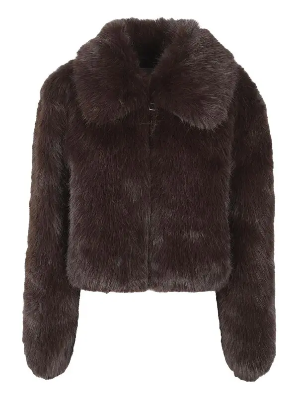 THE FRANKIE SHOP Hope Faux Fur Jacket - Brown