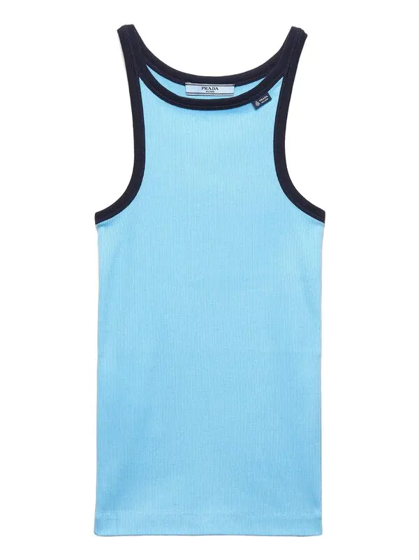 Prada Ribbed Knit Tank Top - Lightblue / Blue