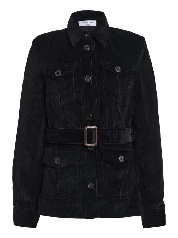 Françoise Sutton Belted Cotton Jacket - Black