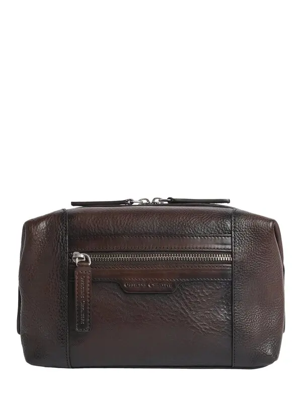 Officine Creative Pebbled Leather Washbag - Brown
