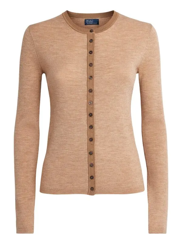 Polo Ralph Lauren Wool Ribbed Cardigan - Neutral