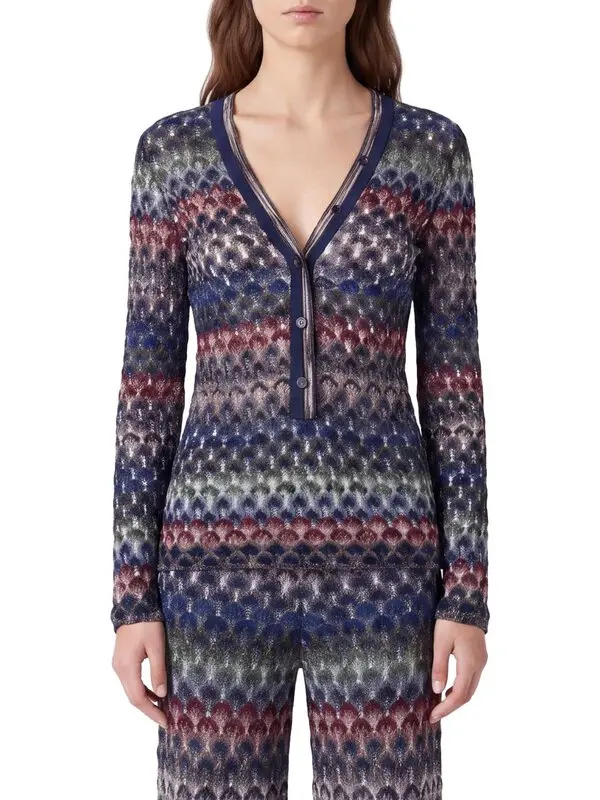 Missoni Slim Fit Striped Lurex Cardigan - Multicolor