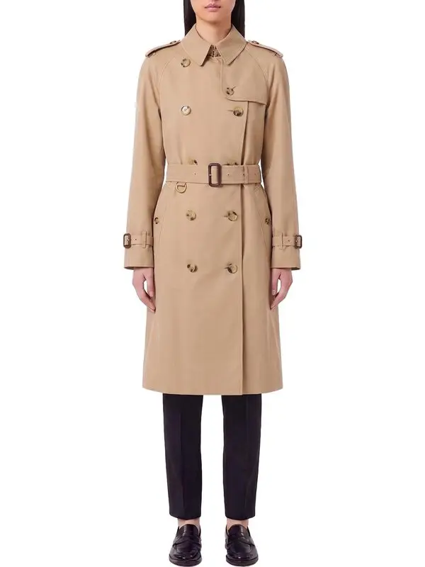Burberry Cotton Double Breasted Trench Coat - Beige