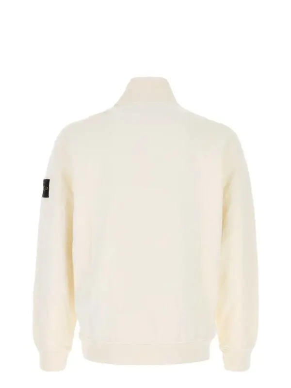 Stone Island Half-zip Cotton Turtleneck Sweatshirt With Compass Logo Patch - White