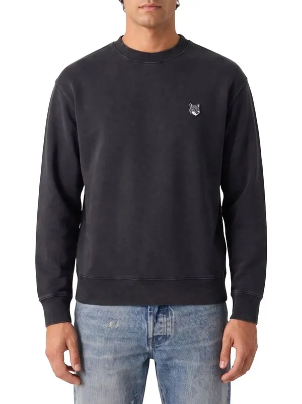 Maison Kitsuné Cotton Crew-neck Sweatshirt With Embroidered Chillax Fox Logo - Black