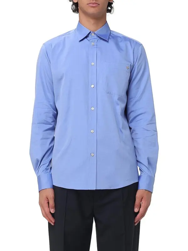 Valentino Garavani Slim Fit Shirt In Cotton Poplin With French Collar - Blue