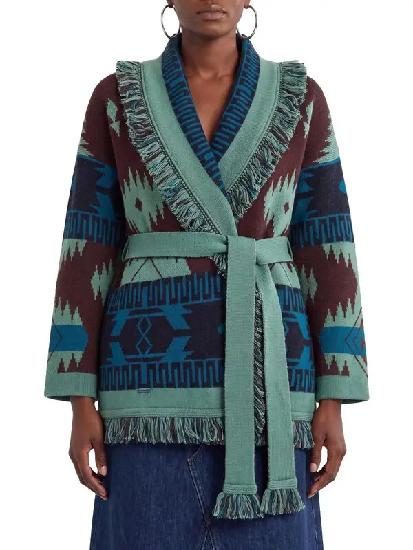Alanui Cashmere Cardigan With Ethnic Pattern And Fringes - Multicolor