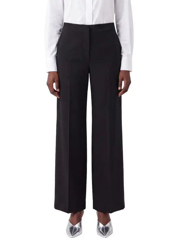 JIL SANDER High-waisted Wide-leg Silk-blend Pants - Black